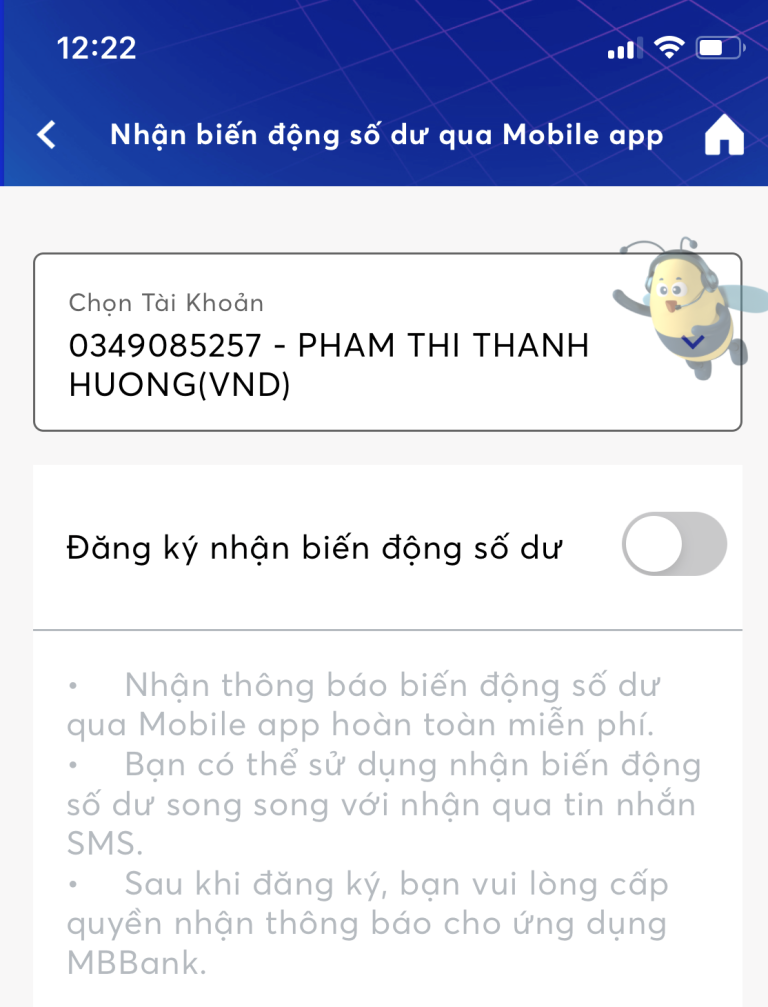 Cách bật thông báo MBbank nhận tiền khi có người chuyển tiền trên điện ...
