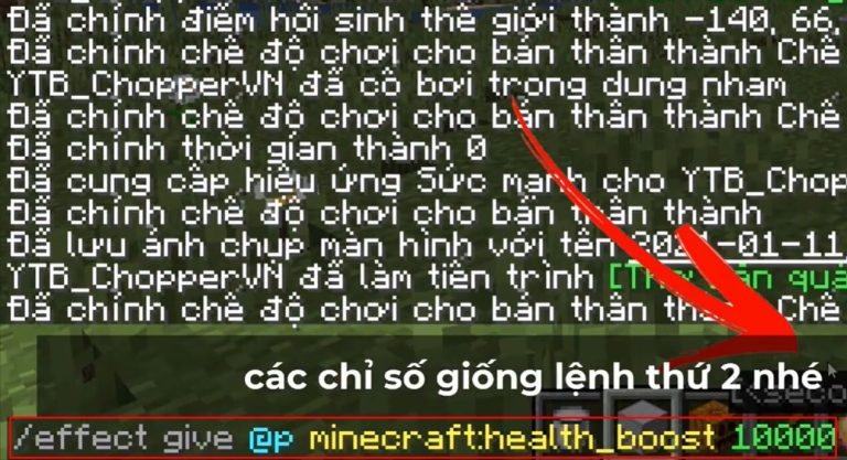 Lệnh tăng Exp, máu trong Minecraft 2024 - NganHangAZ.com